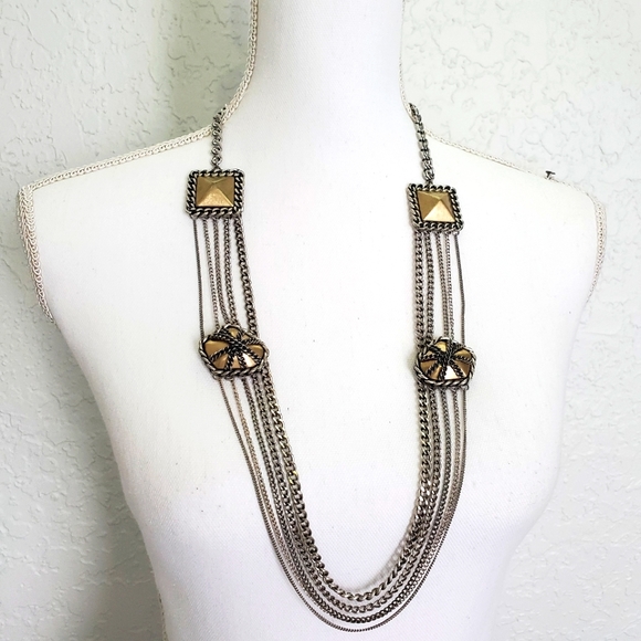 Jessica Simpson | Jewelry | Five Strand Silver Chain Long Layering ...